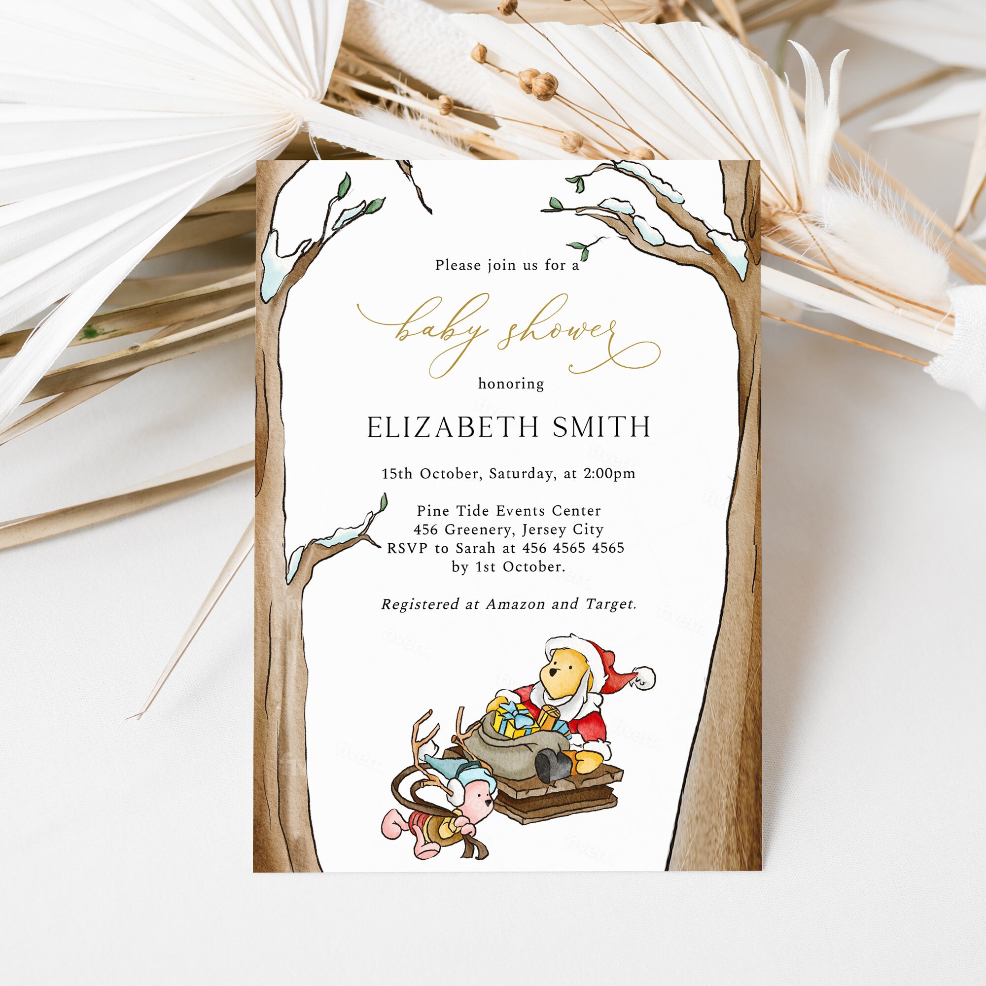 Winnie the Pooh Winter Baby Shower Invitation Set, Snow Baby Shower ...