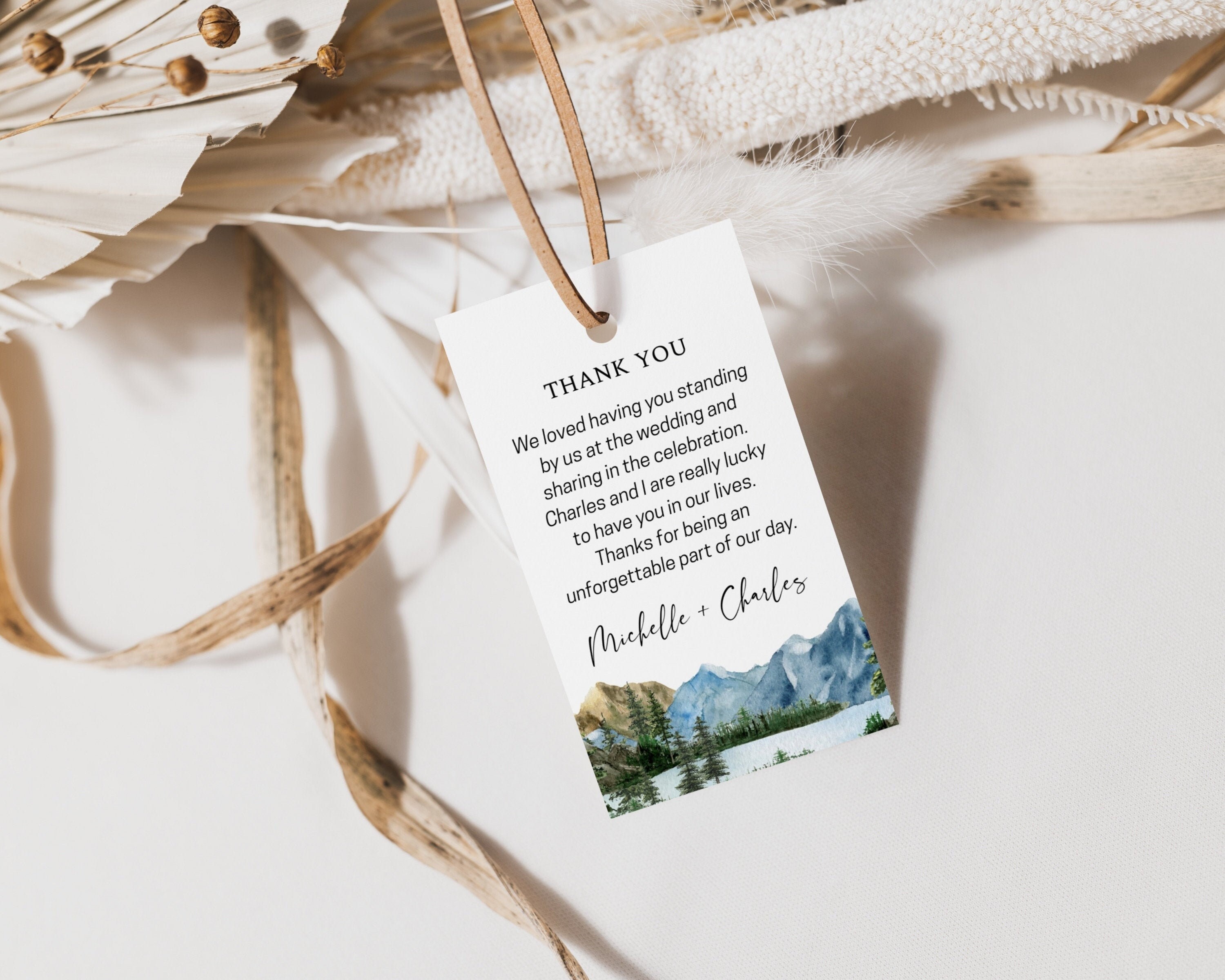 Mountain Wedding Thank You Gift Tag Lake Gift Tag Template | Etsy