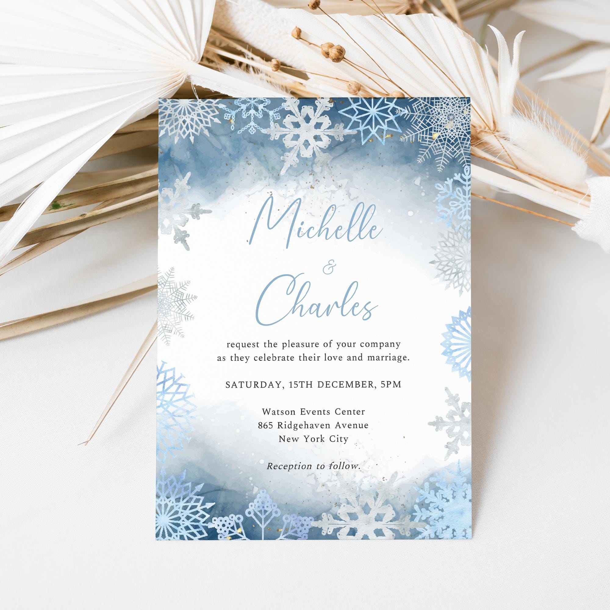 Blue Winter Wedding Invitations