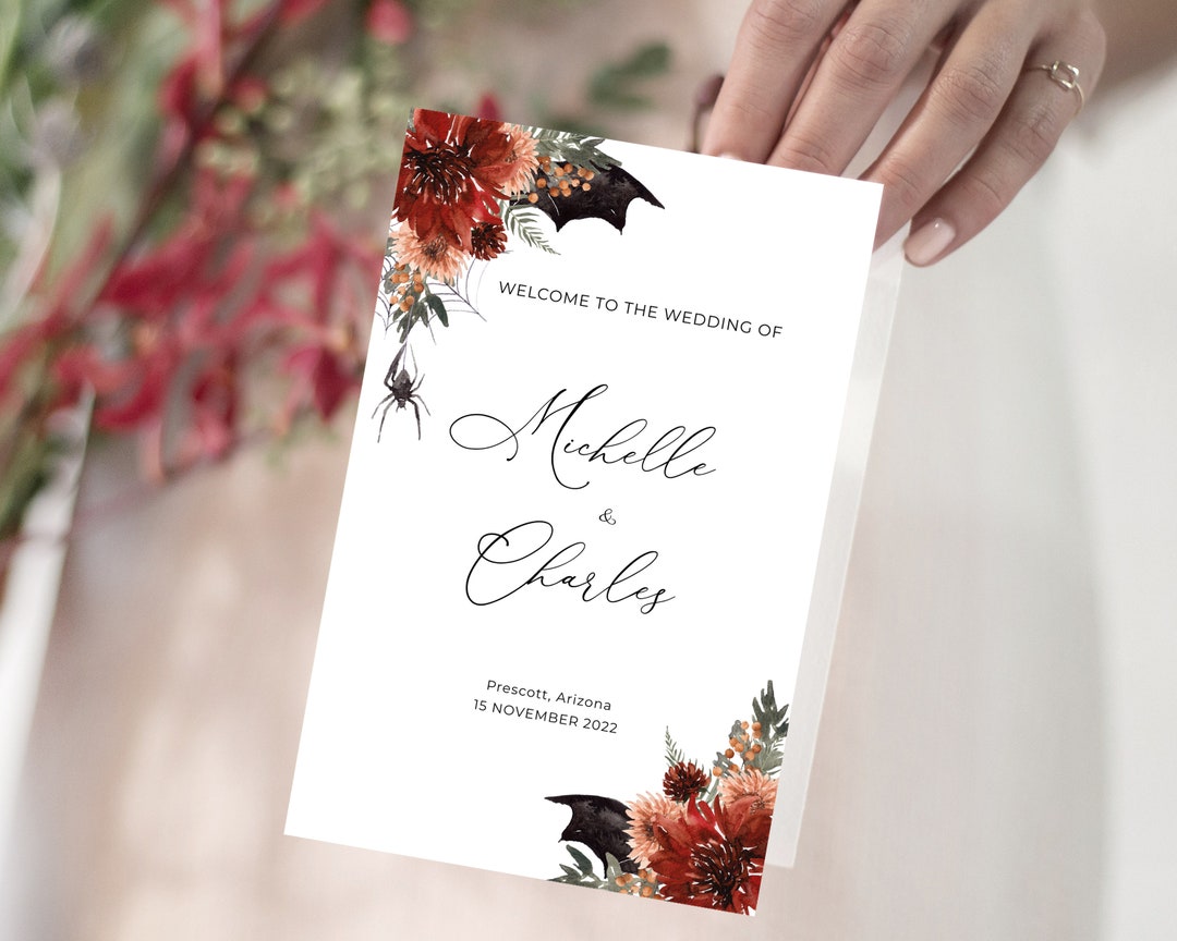 Terracotta Gothic Wedding Program, Halloween Wedding Program, Ceremony ...