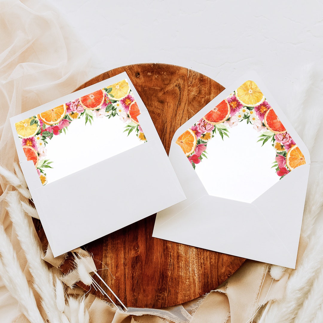 Citrus Envelope Liner Template, Printable Tropical Fruits Envelope ...
