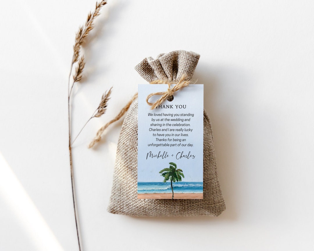 Beach Wedding Gift Tag, Printable Tropical Gift Tag, Palm Trees ...