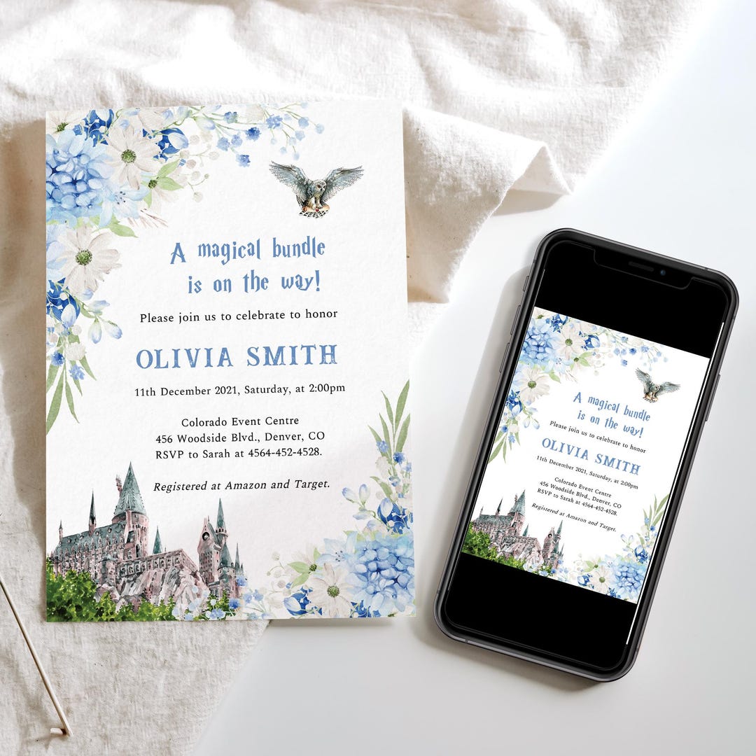 Blue Floral Baby Shower Invitation, Shabby Chic, French Country Baby ...