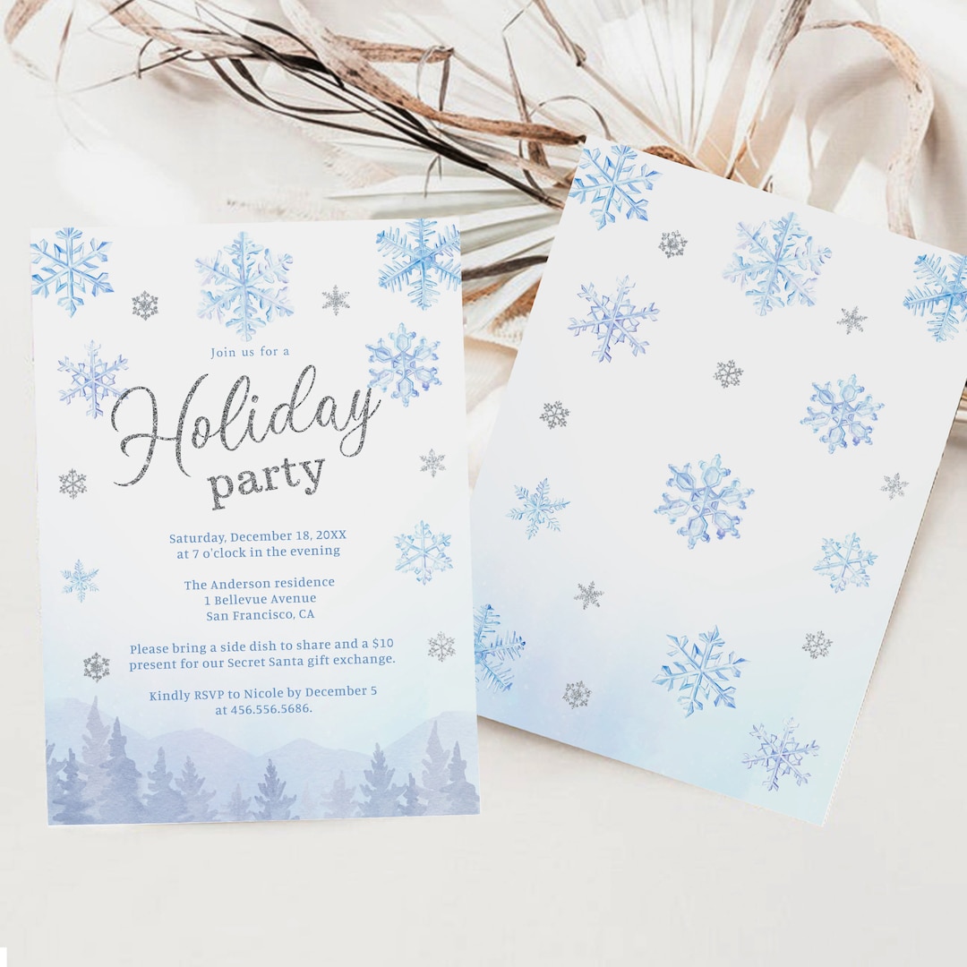 Snowflake Holiday Party Invitation, Winter Wonderland Invite, Corporate ...
