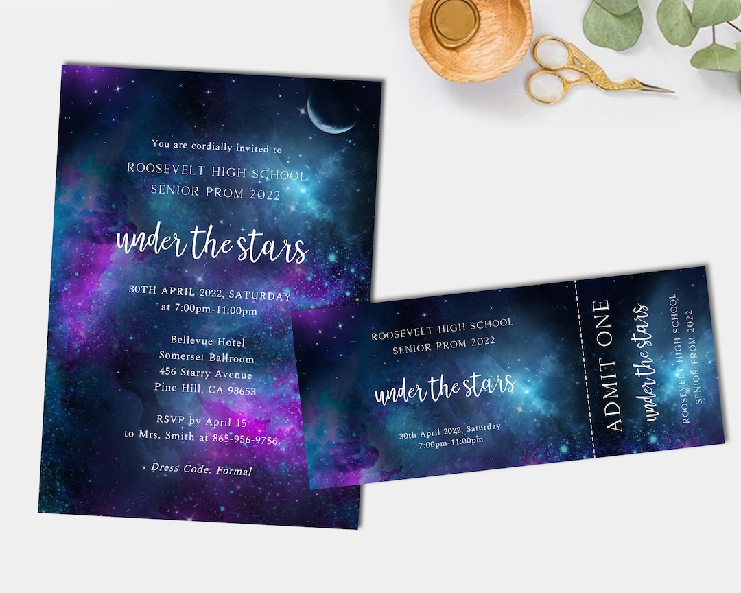 Celestial Prom Invitation, Under the Starts Event Ticket, Class of 2022 ...