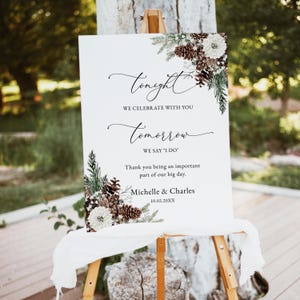 Winter Rehearsal Dinner Welcome Sign, the Night Before Welcome Sign ...