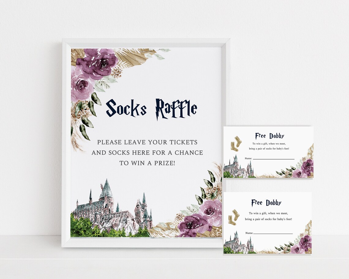 Mauve Raffle Ticket Template Raffle Socks Sign Floral Dobby | Etsy