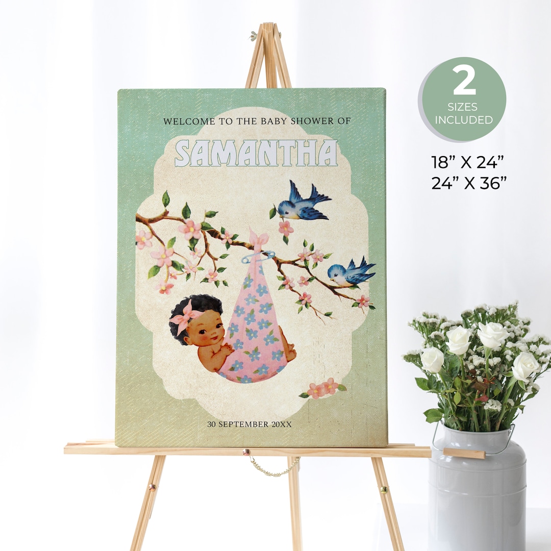 Retro Storybook Girl Baby Shower Welcome Sign, Chapter Book Themed Baby ...