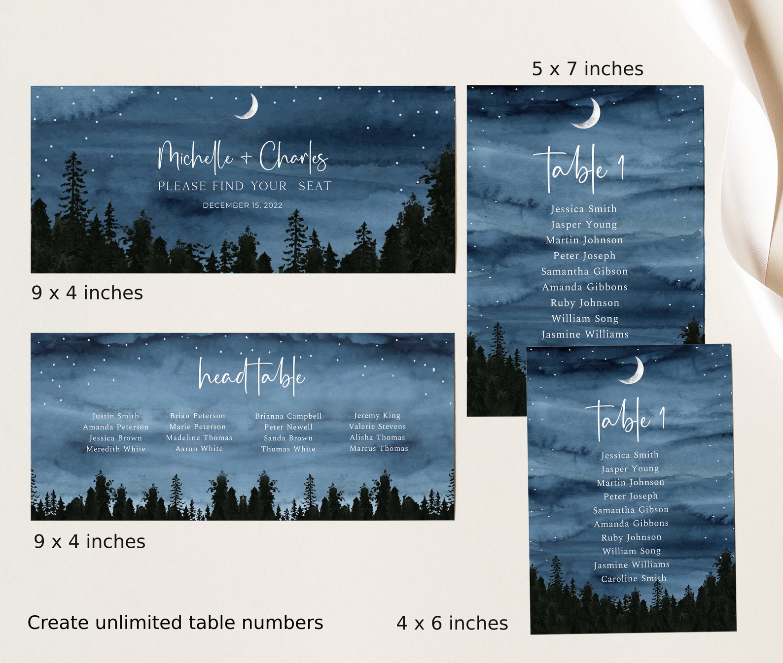 Starry Night Seating Chart Template Under the Stars Seating - Etsy