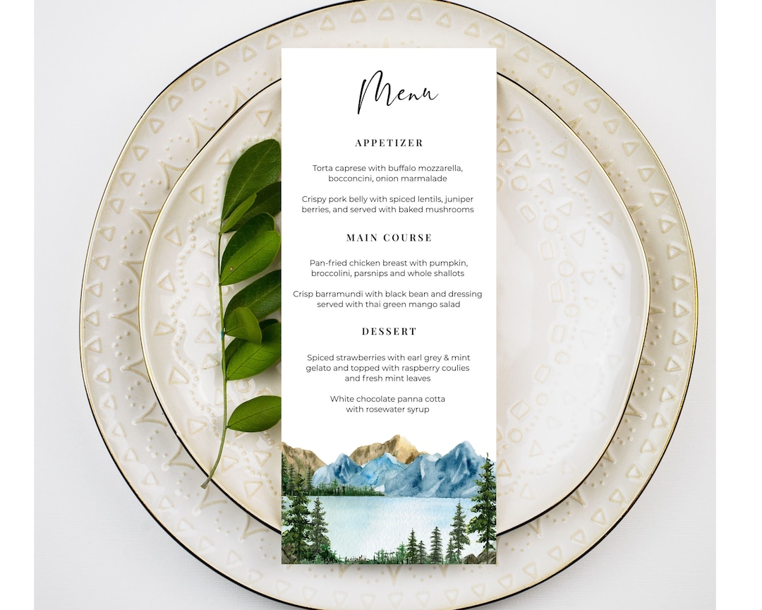 Mountain Menu Template Lake Menu Template Woodland Moutain - Etsy