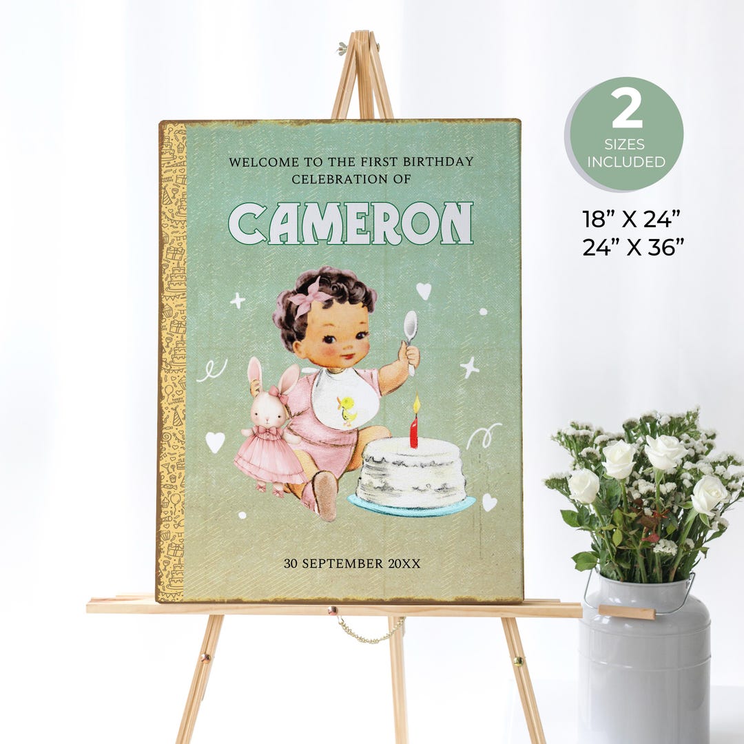 Retro Storybook First Birthday Welcome Sign, Chapter Book Themed ...