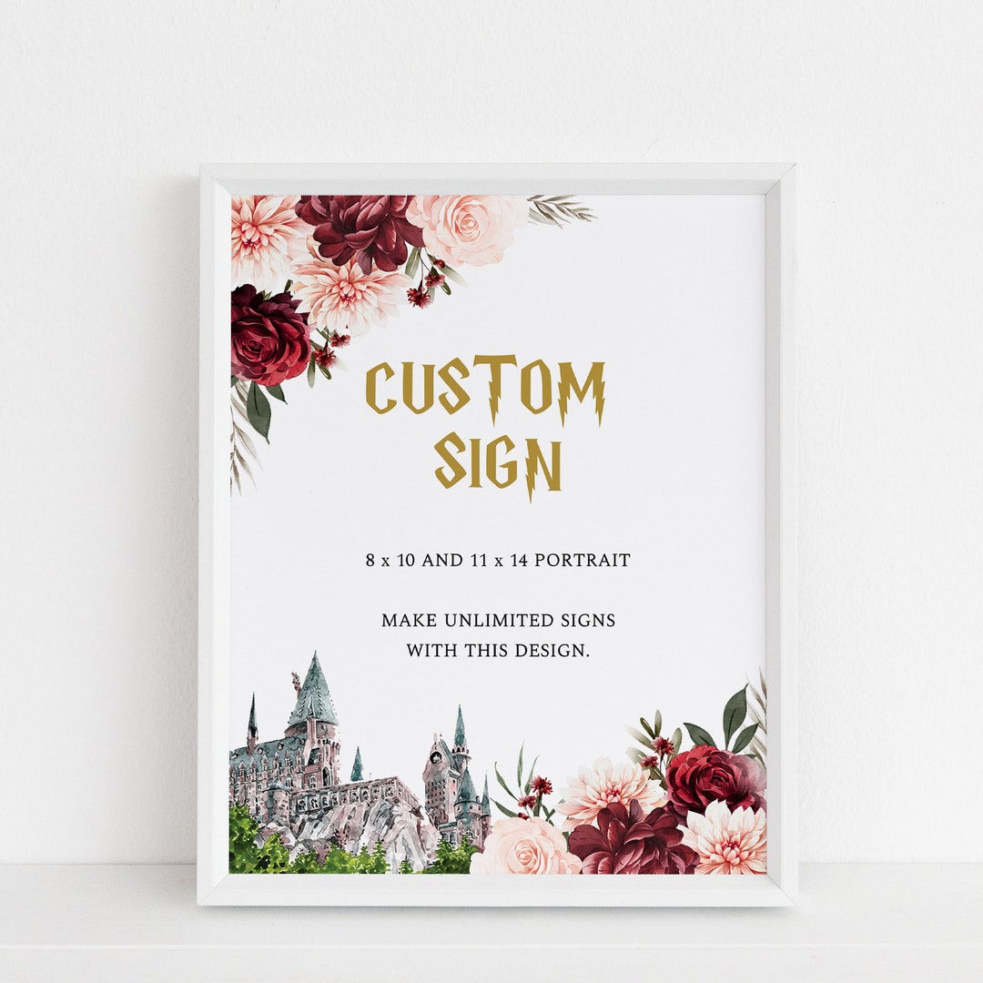 Burgundy and Pink Baby Shower Custom Sign, Fall Baby Shower, Wizard ...