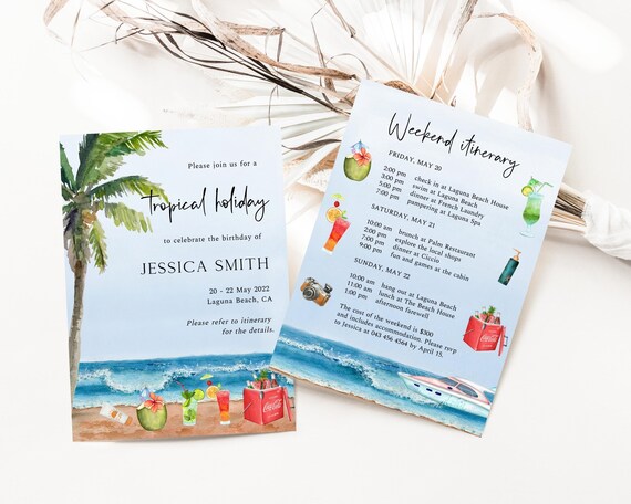 Bachelorette Beach Weekend Invitations