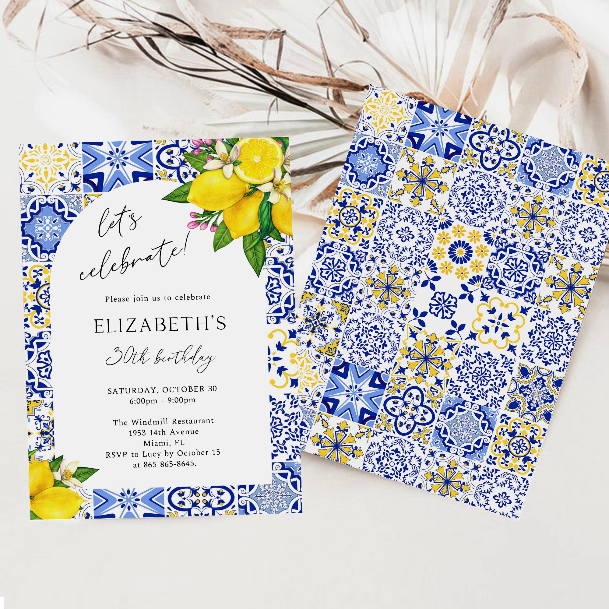 Mediterranean Birthday Invitation, Lemons Birthday Invite, Citrus ...