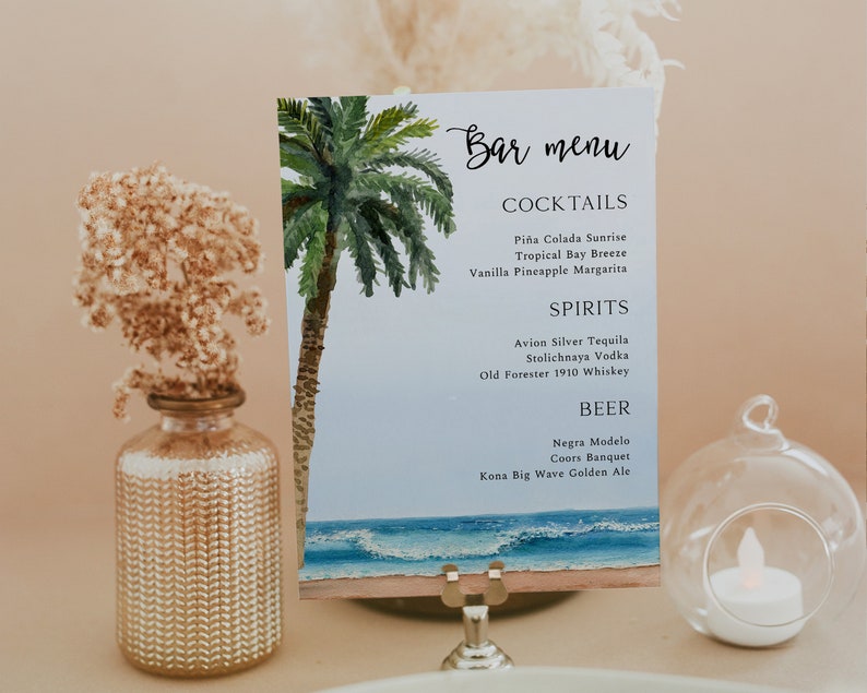 Tropical Menu Template Bar Menu Template Wedding Bar Menu - Etsy