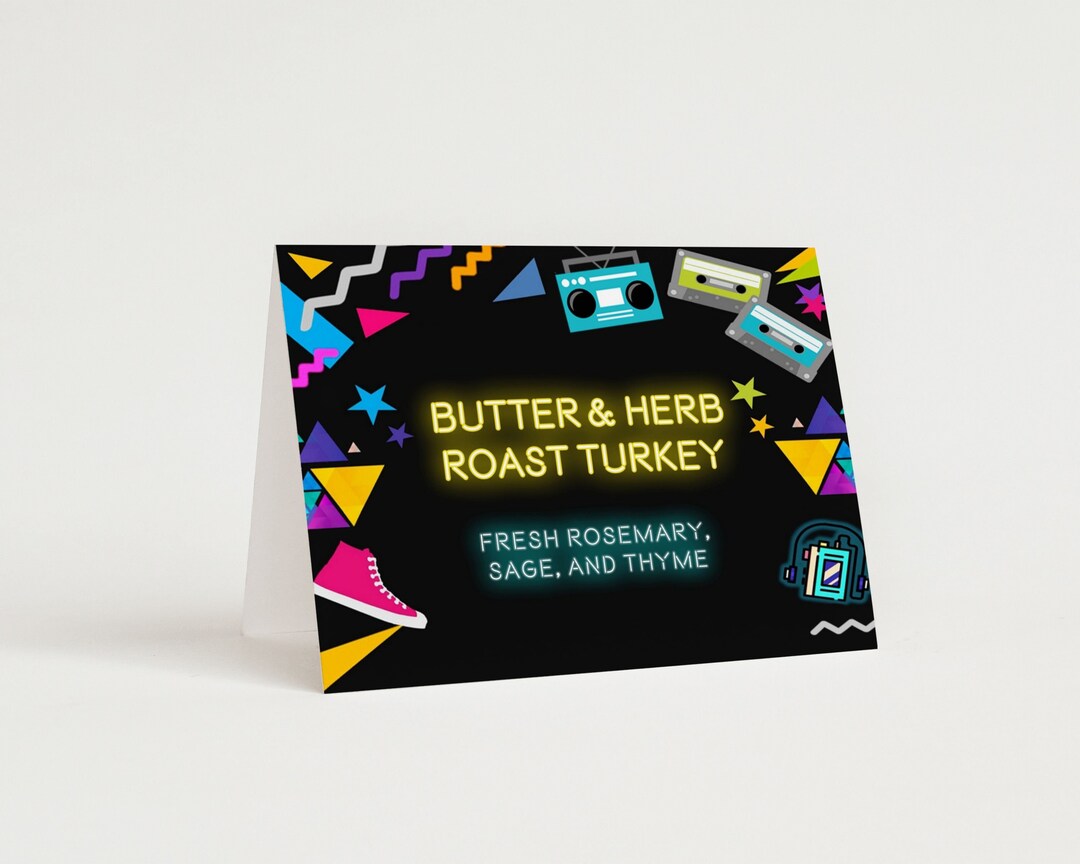 80s Food Tent Sign, 80s Theme Card, 80s Food Label, Back to the 80s ...
