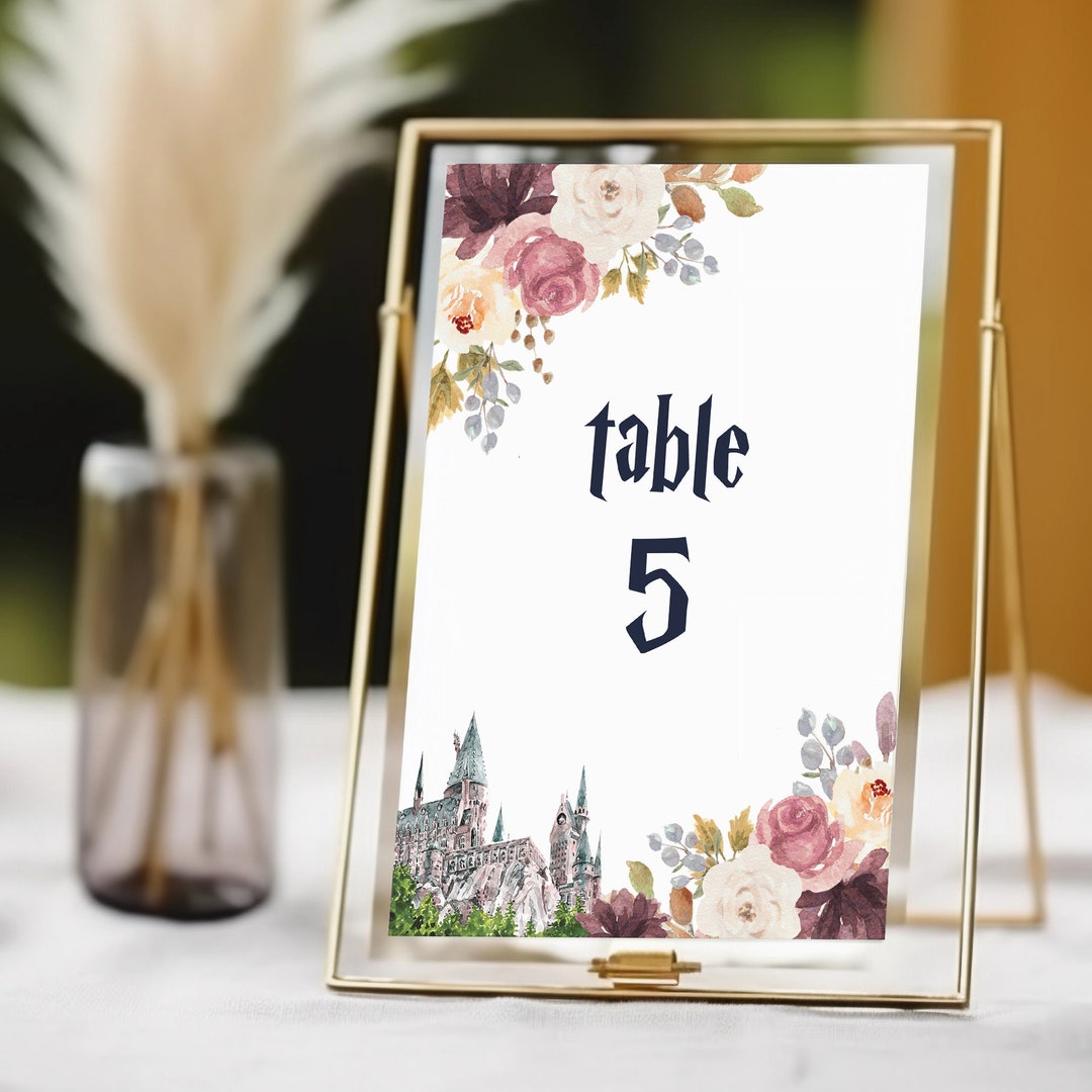Mauve Floral Table Number Template, Magical Table Seating Chart ...