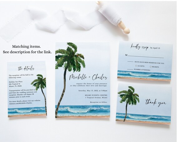 Beach Wedding Fan Program Template