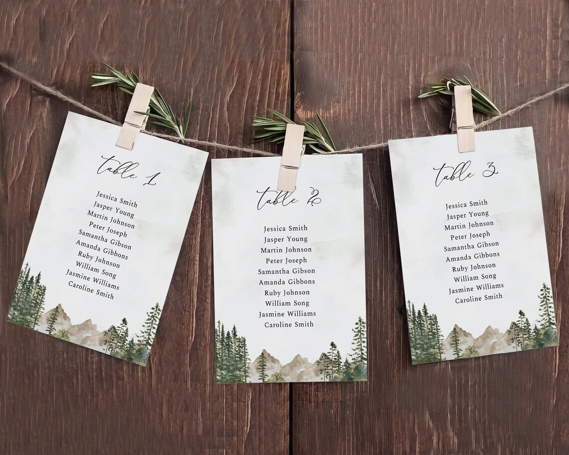 Seating Chart Poster, Forest Seating Template, Woodland Wedding Seating ...