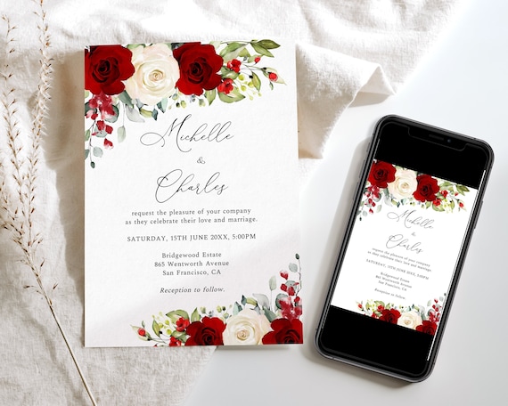 Red And White Wedding Invitations