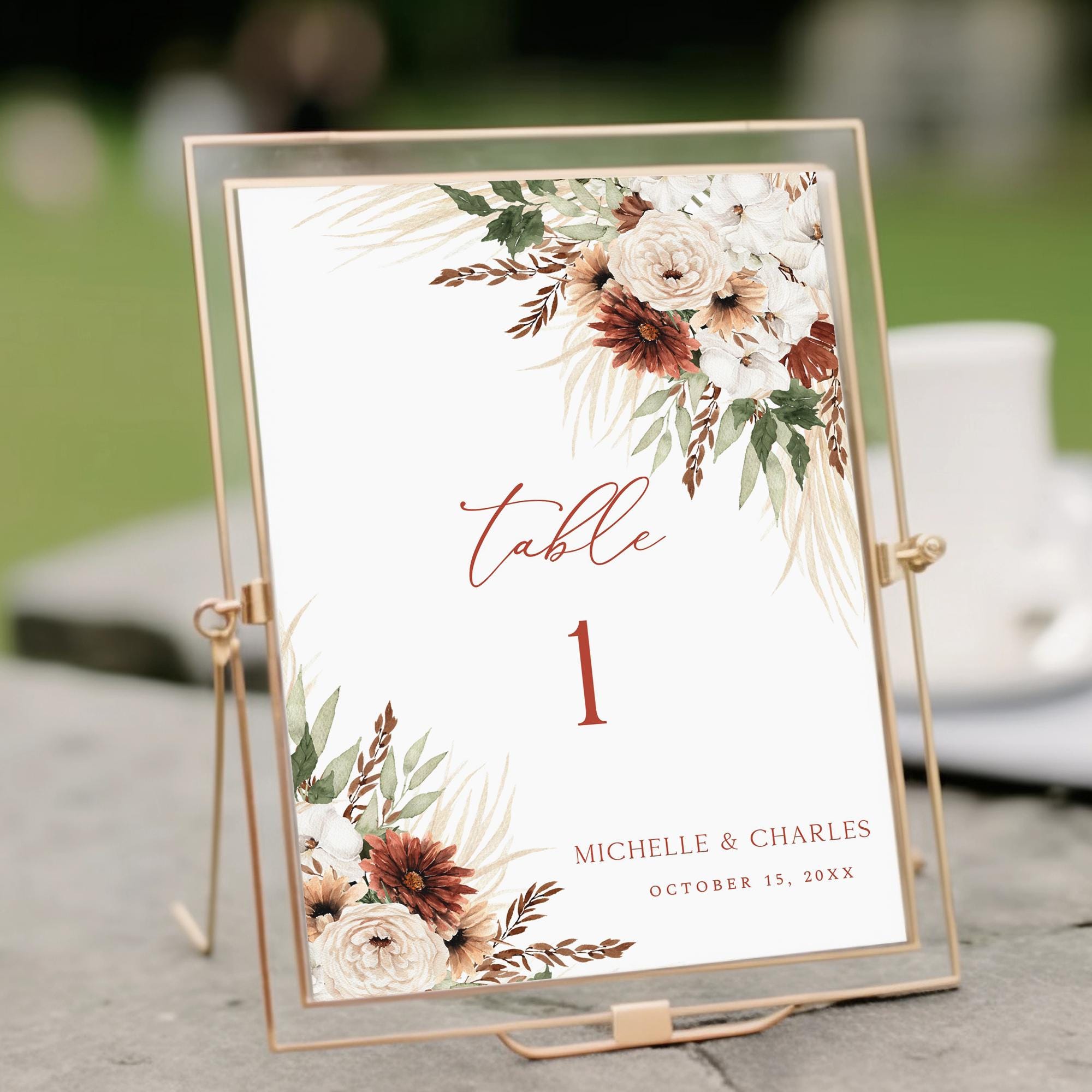 Boho Wedding Table Number Template, Terracotta Seating Chart, Beige ...