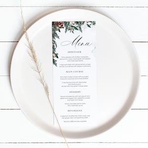 Winter Greenery Menu Template Winter Menu Cards Christmas - Etsy