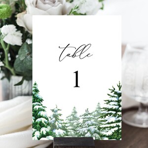 Winter Wedding Table Number Template, Pine Trees Wedding, Mountain ...