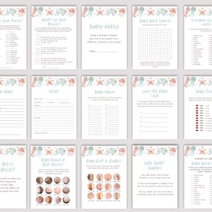 Under the Sea Baby Shower Games, Ocean Animals Baby Shower Game Signs ...