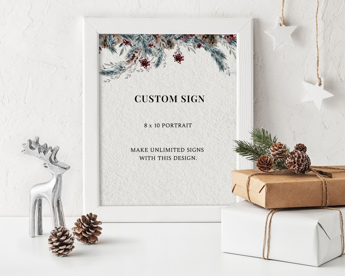 Winter Wedding Sign Template Christmas Wedding Sign - Etsy
