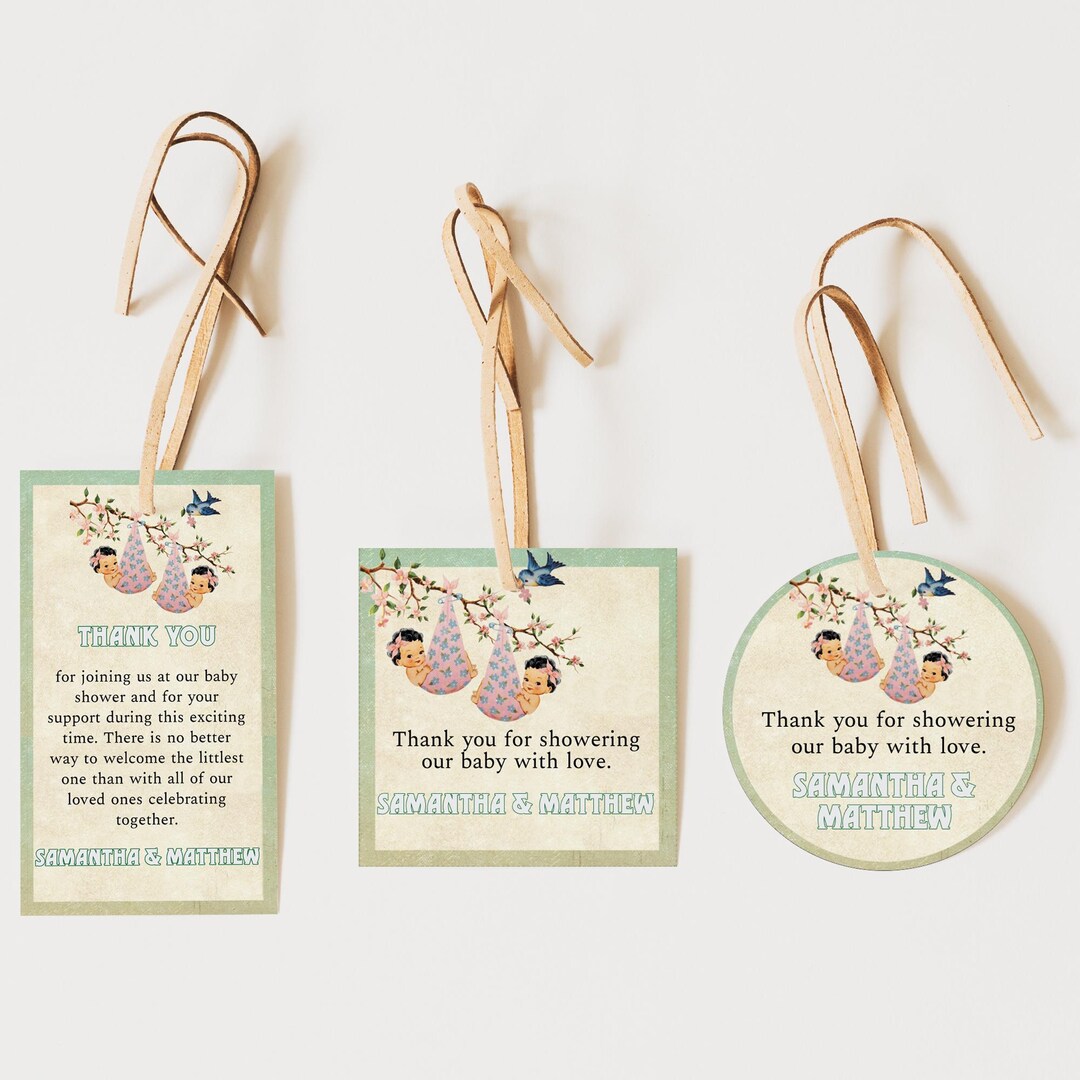 Twin Girls Baby Shower Gift Tag Labels, Chapter Book Themed Favour Tags ...