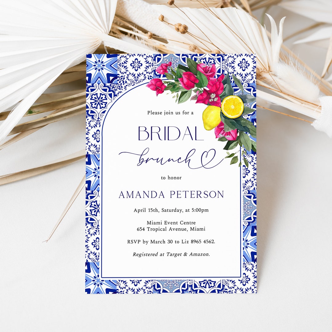 Mediterranean Lemon Bridal Brunch Invitation, Citrus Invitation, Hot ...