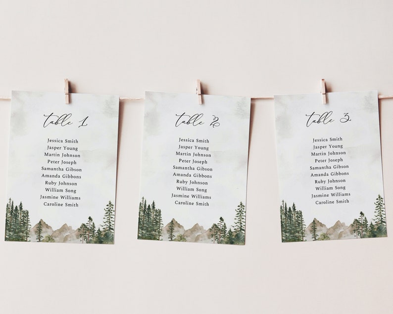 Seating Chart Poster, Forest Seating Template, Woodland Wedding Seating ...
