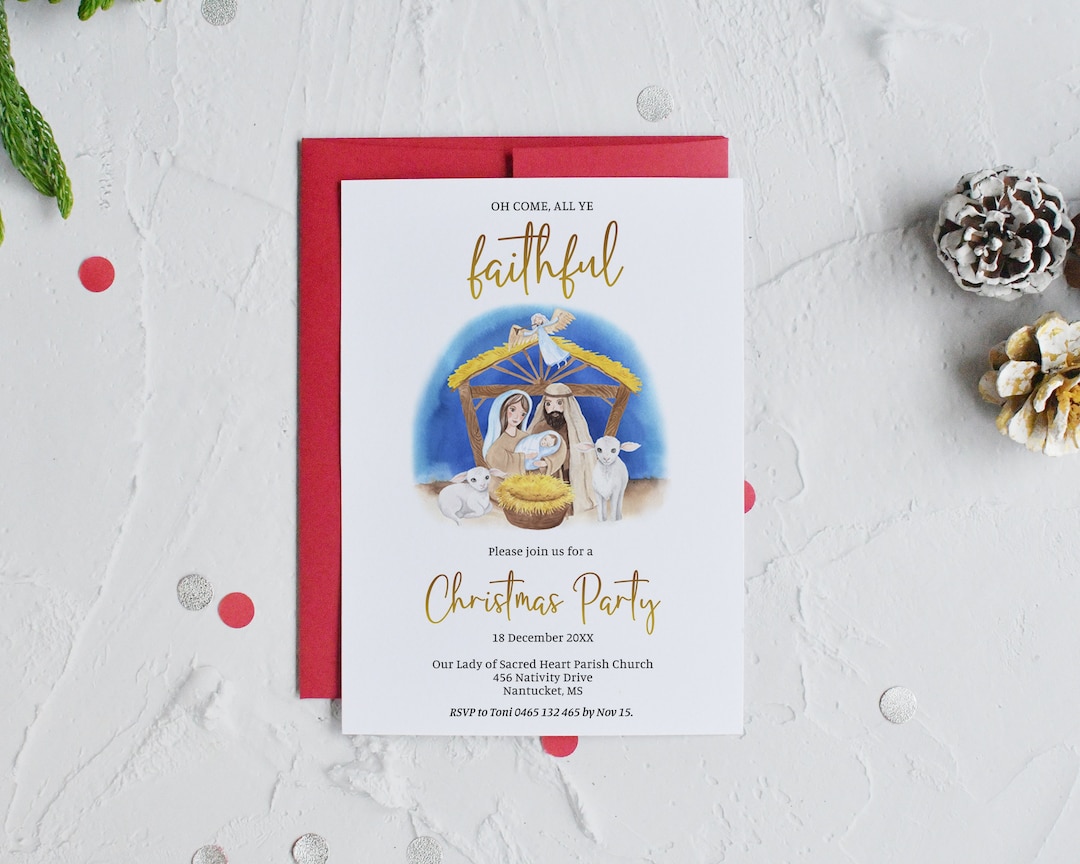 Nativity Christmas Party Invitation, Christmas Carolling Invite, Lds ...