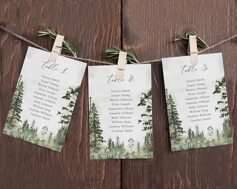 Seating Chart Poster Forest Seating Template Woodland - Etsy