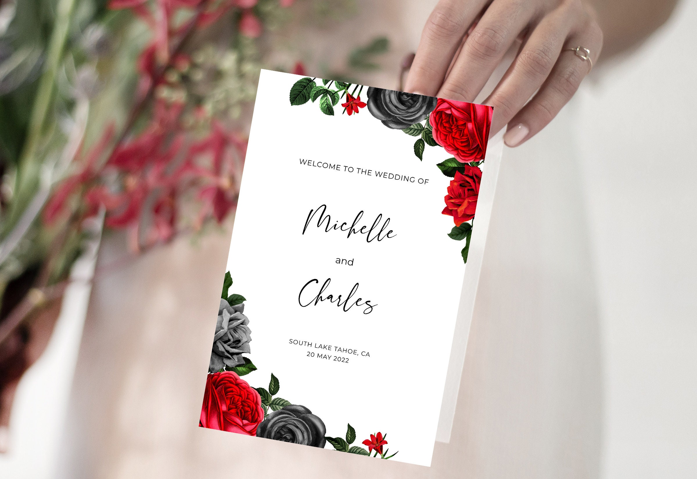 Red and Black Roses Wedding Invitation Bundle Mega Bundle - Etsy