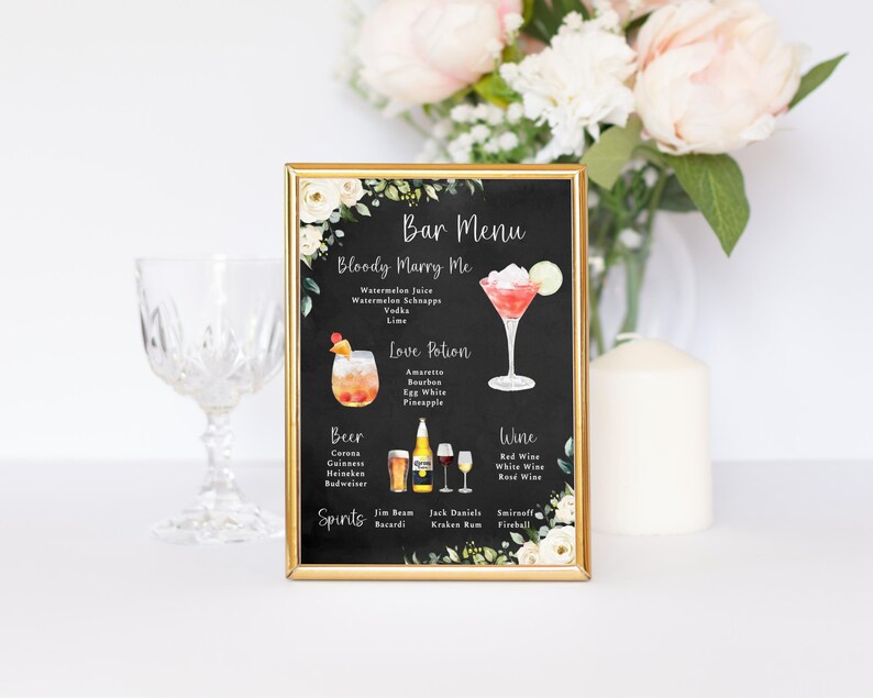 Chalkboard Design Menu Bar Black Bar Menu Design Drinks - Etsy