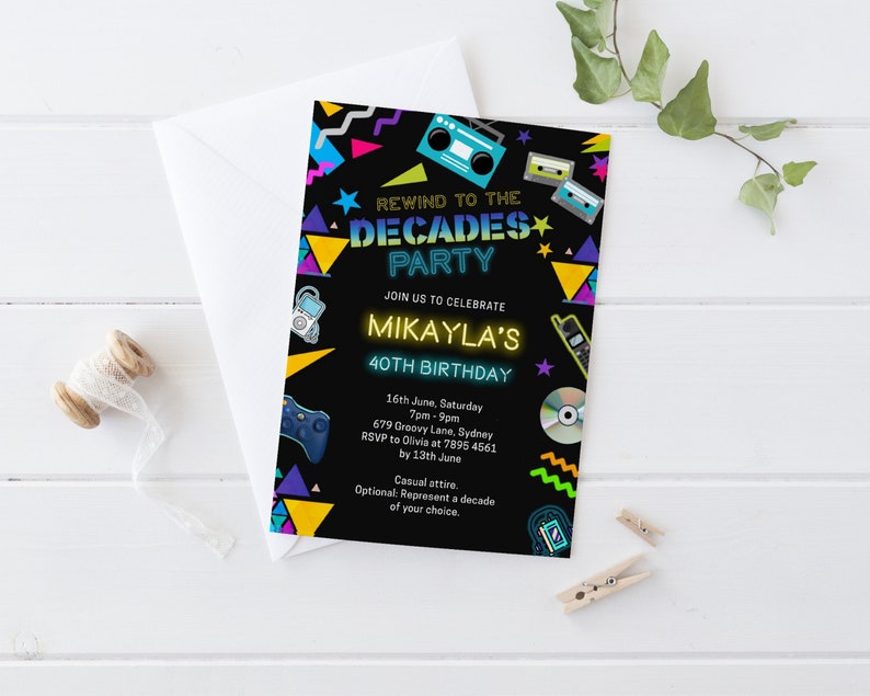 Decades Party Invitation 2000s Party Invite Decades Birthday - Etsy