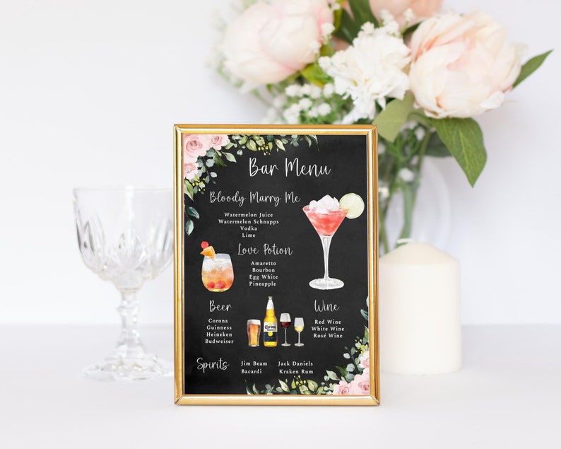 Bar Menu Sign Signature Drinks Sign Chalkboard Design Menu | Etsy