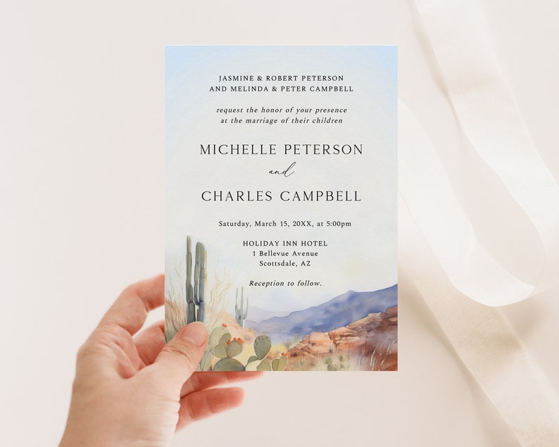 Desert Wedding Invitation Suite, Cactus Invitation, Arizona Wedding ...