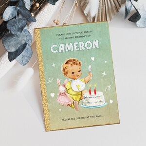 Retro Storybook Second Birthday Invitation Girl, Chapter Book Themed ...