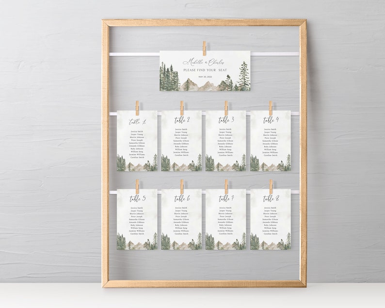 Seating Chart Poster, Forest Seating Template, Woodland Wedding Seating ...