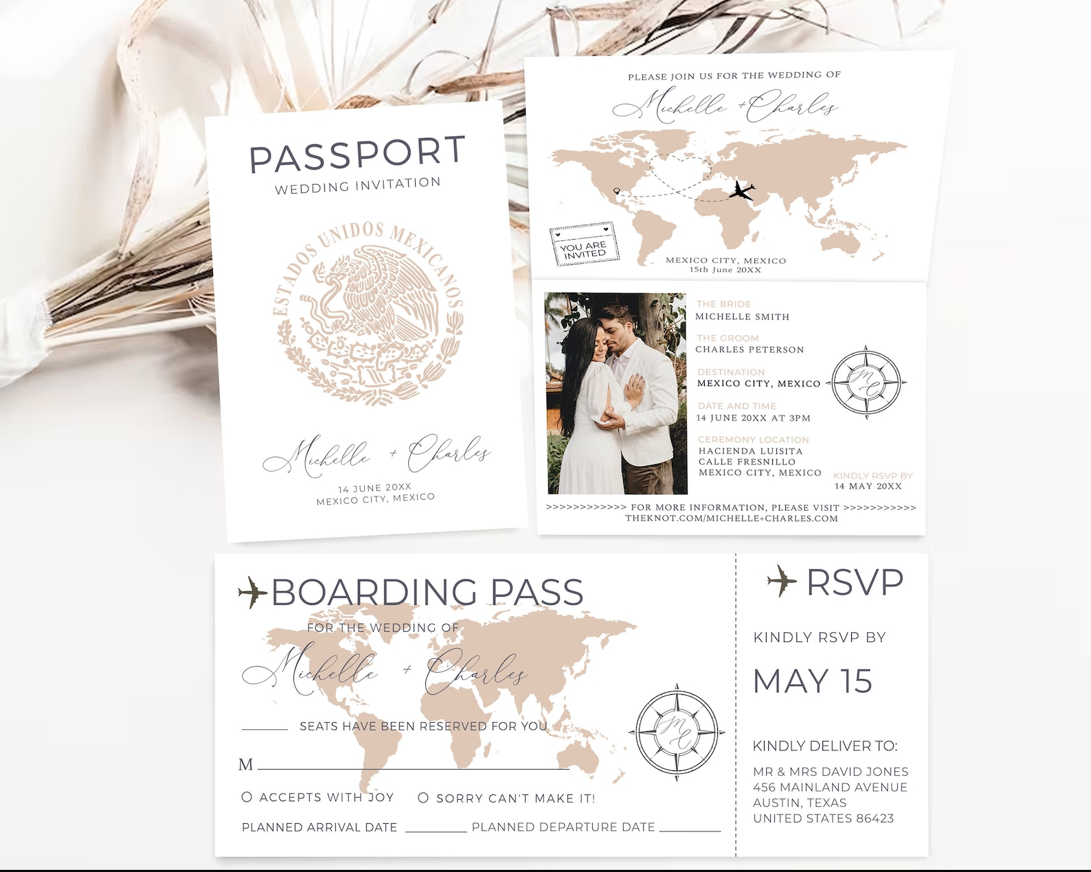 Mexican Passport Wedding Invitation, Mexico Destination Wedding ...