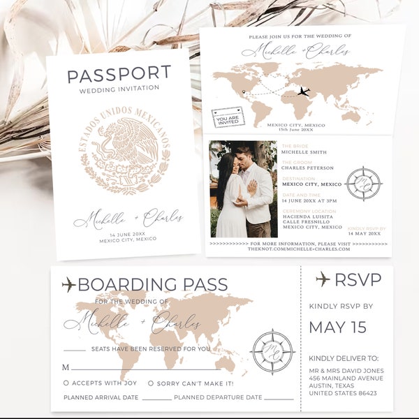 Destination Wedding Invitation Mexico - Etsy