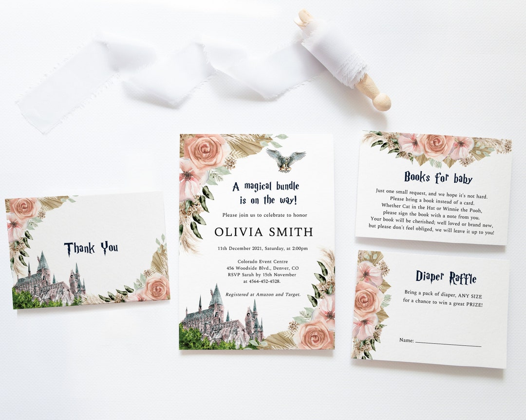 Shabby Chic Baby Shower Invitation, Magical Bundle Baby Shower, Wizard ...