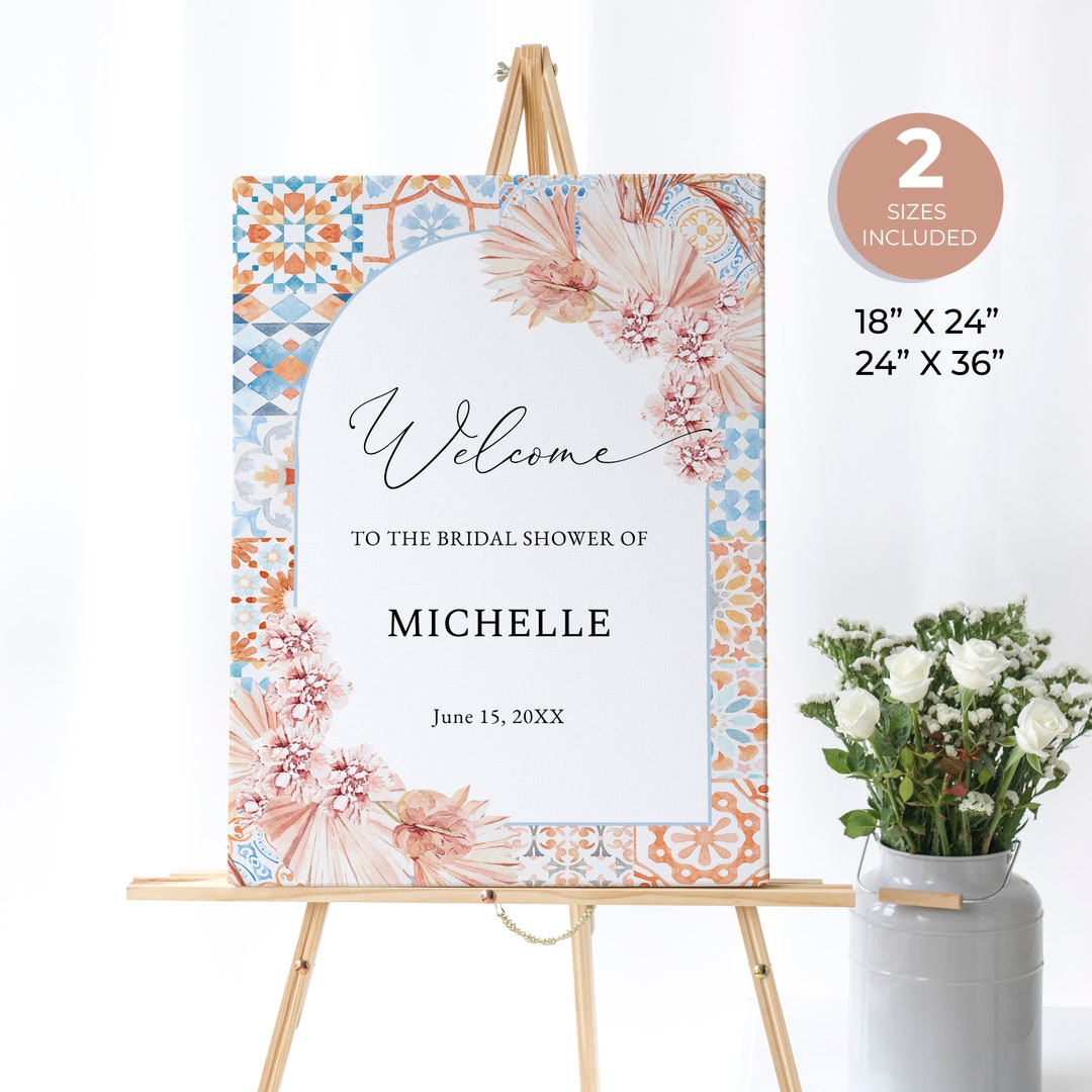 Bohemian Bridal Shower Welcome Sign, Mediterranean, Moroccan Custom ...