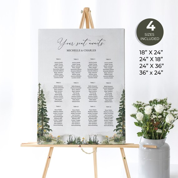 Mountain Seating Chart Pine Trees Table Numbers Forest - Etsy