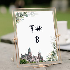 Magical Wedding Table Number Template, Editable Greenery and Gold Table ...