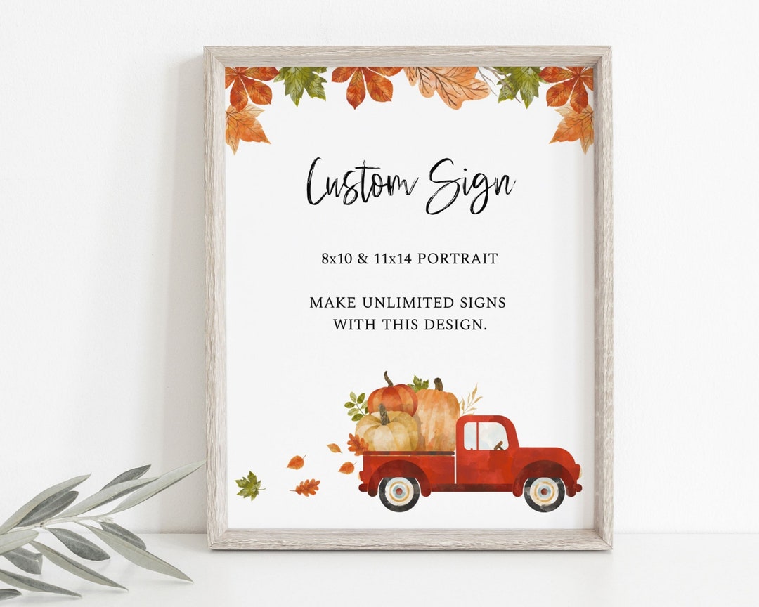 Fall Pumpkin Custom Sign Red Truck Custom Sign Autumn Custom - Etsy