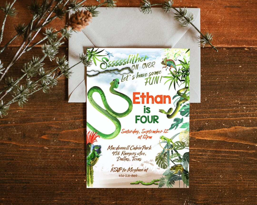 Snake Invitation, Snake Birthday, Snake Party, Snake Birthday Party ...