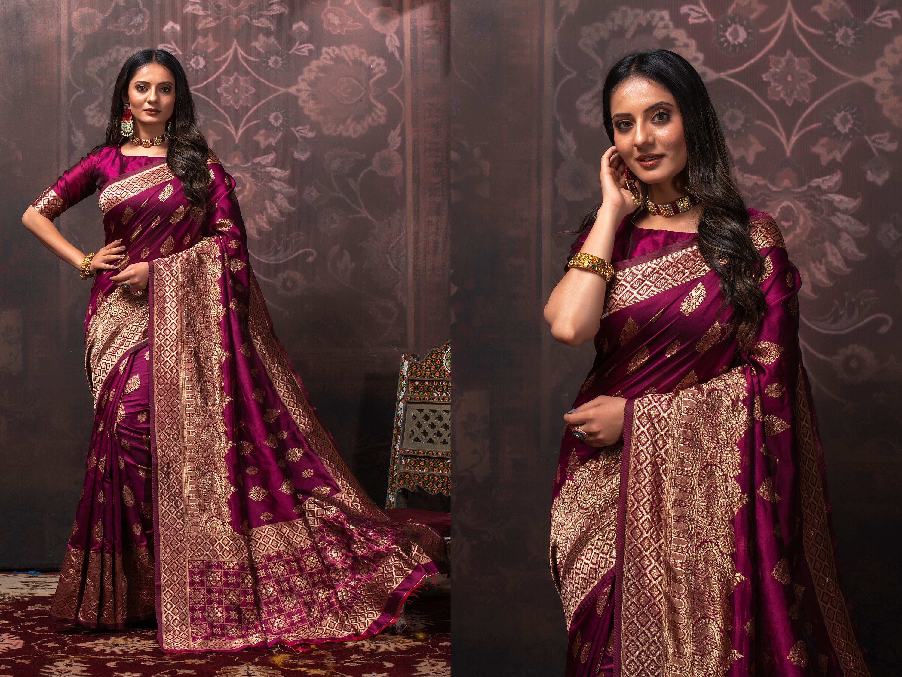 Magenta Color Saree